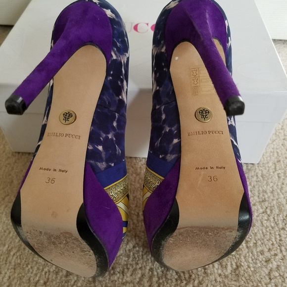 Emilio Pucci | Shoes | Emilio Pucci Satin Muschio Suede Violet Heels ...